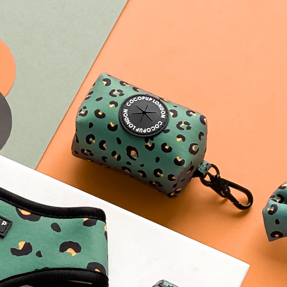 Khaki Leopard Dog Poop Bag Holder | Cocopup London